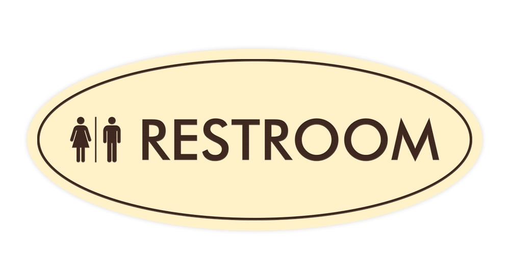Signs ByLITA Oval UNISEX RESTROOM Sign (Ivory/Dark Brown) - Small 2x5 ...