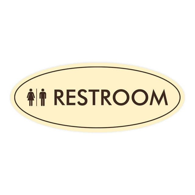 Signs ByLITA Oval UNISEX RESTROOM Sign (Ivory/Dark Brown) - Small 2x5 ...