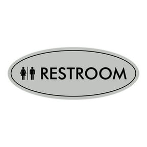 Oval Restrooms Left Arrow Sign (Black /Gold) - Small 2x5" - Walmart.com