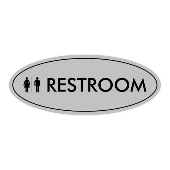 Oval Restrooms Left Arrow Sign (Black /Gold) - Small 2x5" - Walmart.com