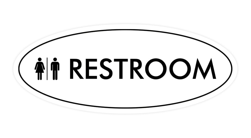 Signs ByLITA Oval UNISEX RESTROOM Sign (White) - Small 2x5" - Walmart.com