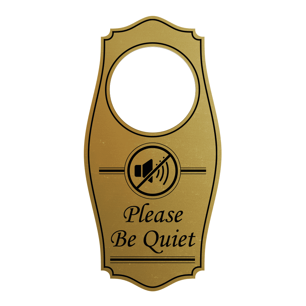 Signs ByLITA Please Be Quiet Door Hanger - Brushed Gold, 4" x 8 ...