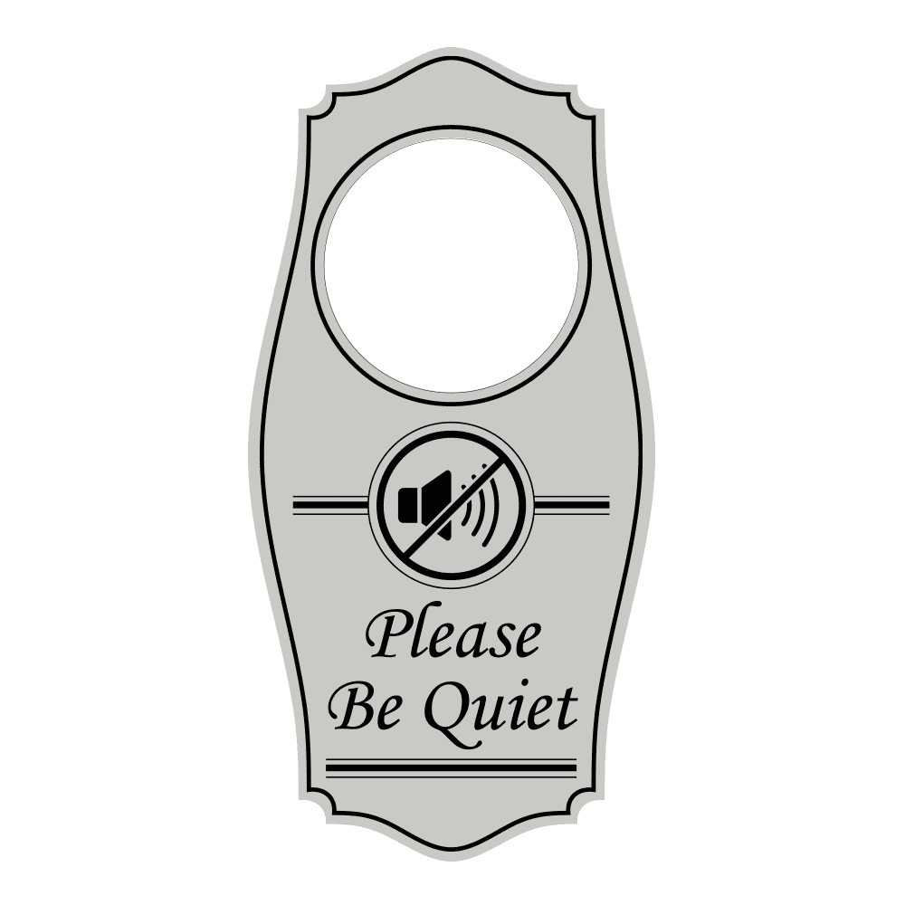 Signs ByLITA Please Be Quiet Door Hanger - Light Grey, 4" x 8 ...
