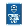 Signs ByLITA Portrait Round Attention Danger Area Sign (Blue) - Large ...
