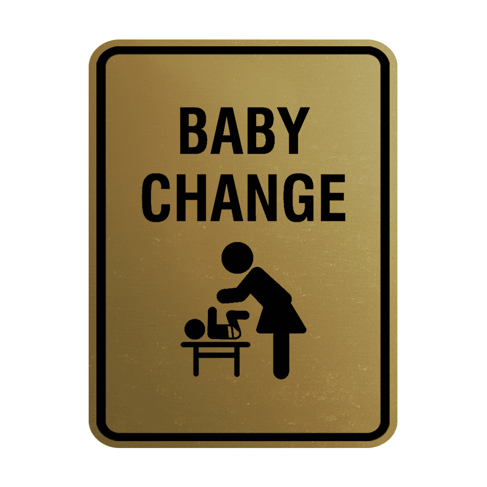 Signs ByLITA Portrait Round Baby Change Sign (Brushed Gold) - Large ...