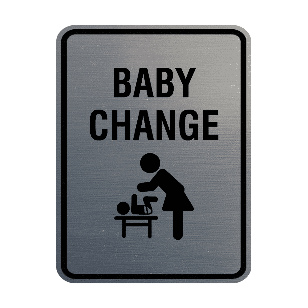 Signs ByLITA Portrait Round Baby Change Sign (Brushed Silver) - Small ...