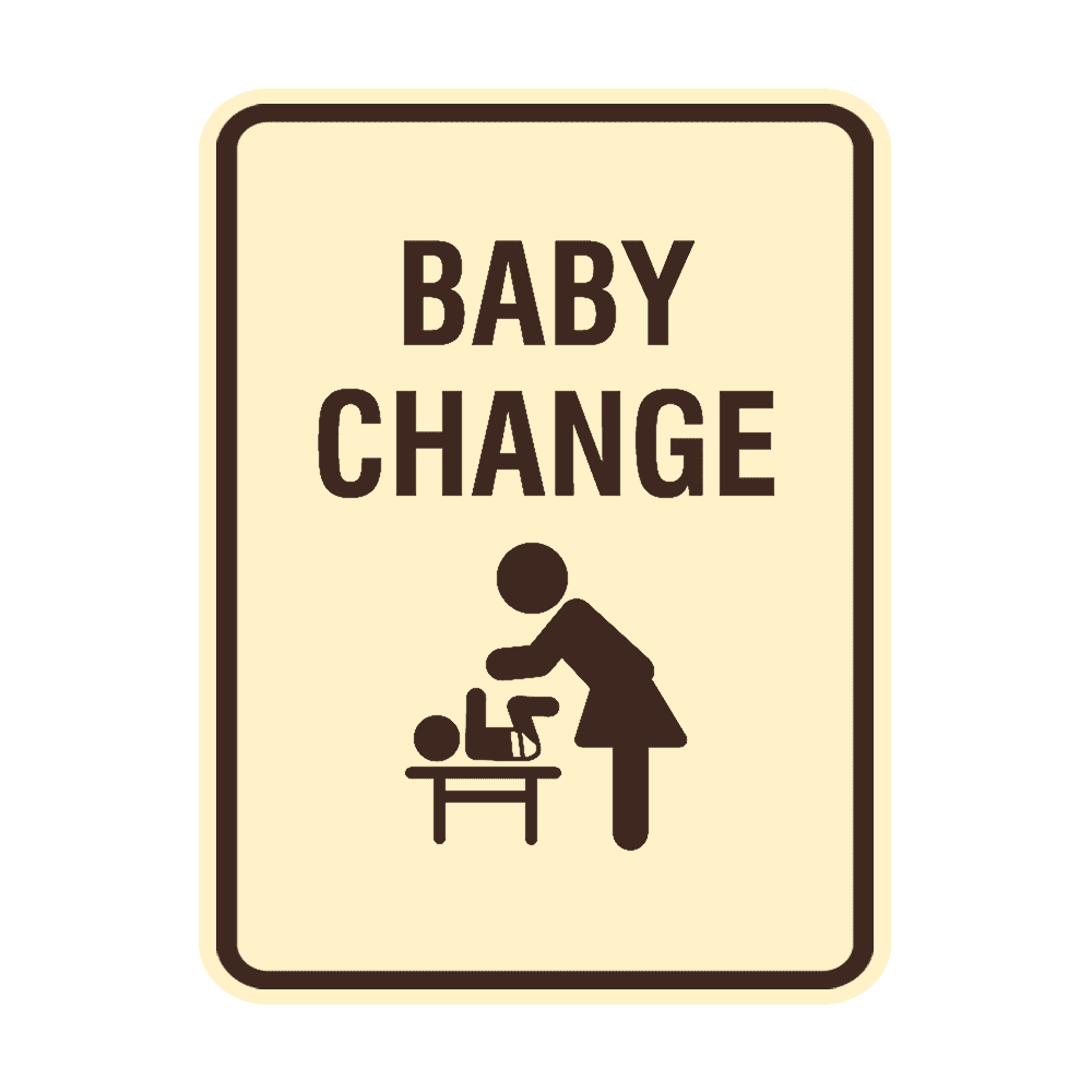 Signs ByLITA Portrait Round Baby Change Sign (Ivory/Dark Brown ...