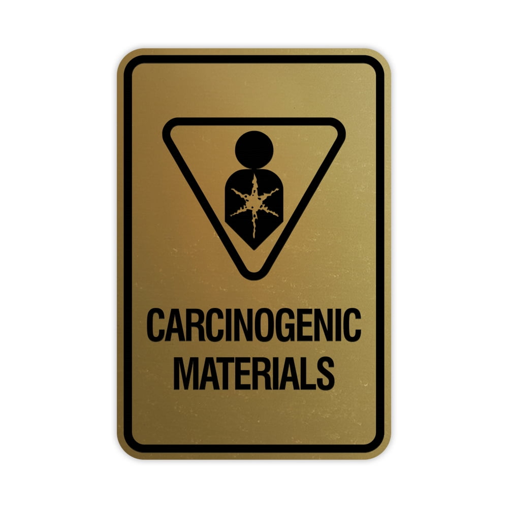 Signs ByLITA Portrait Round Carcinogenic materials Sign (Brushed Gold ...