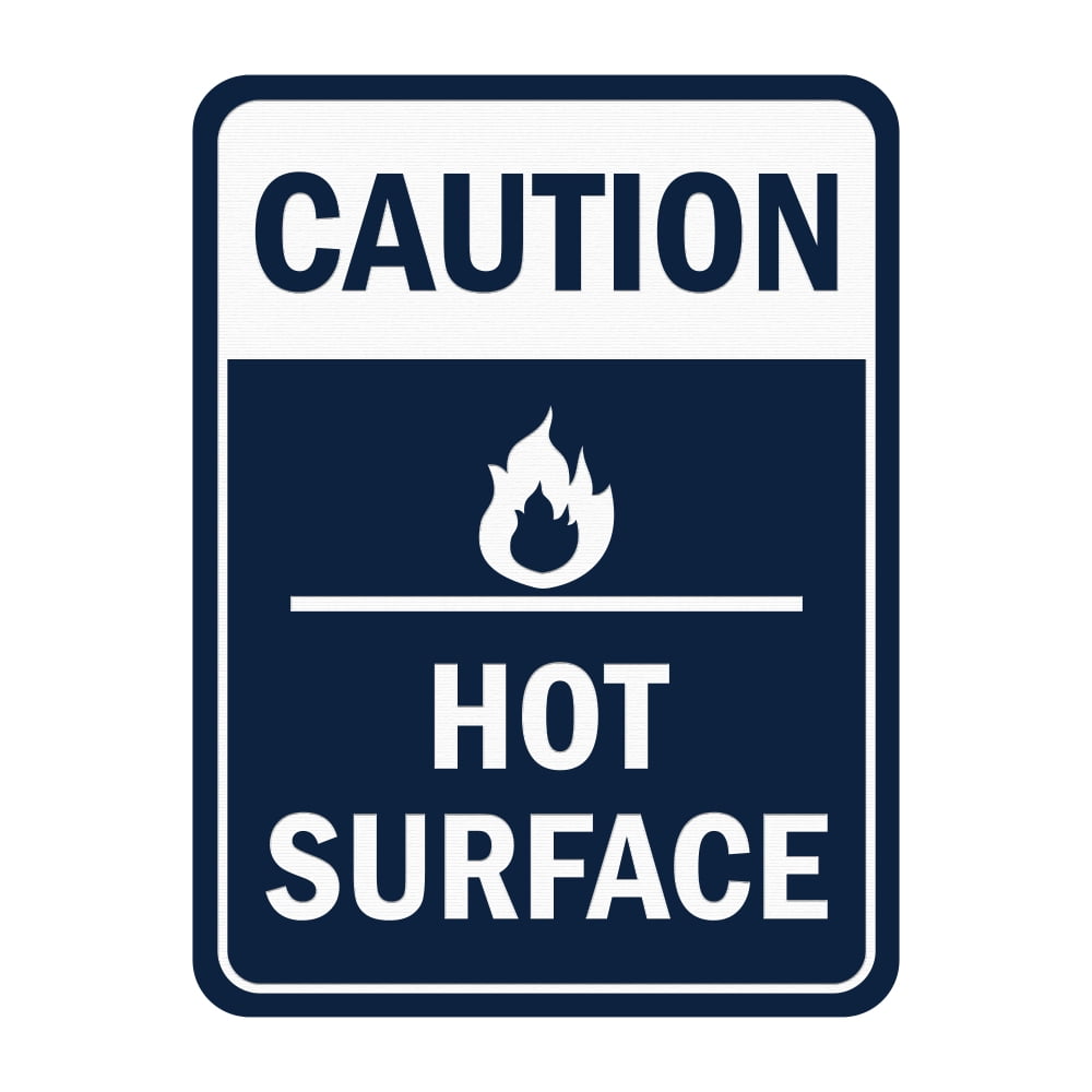 Signs ByLITA Portrait Round Caution Hot Surface Sign (Navy Blue / White ...