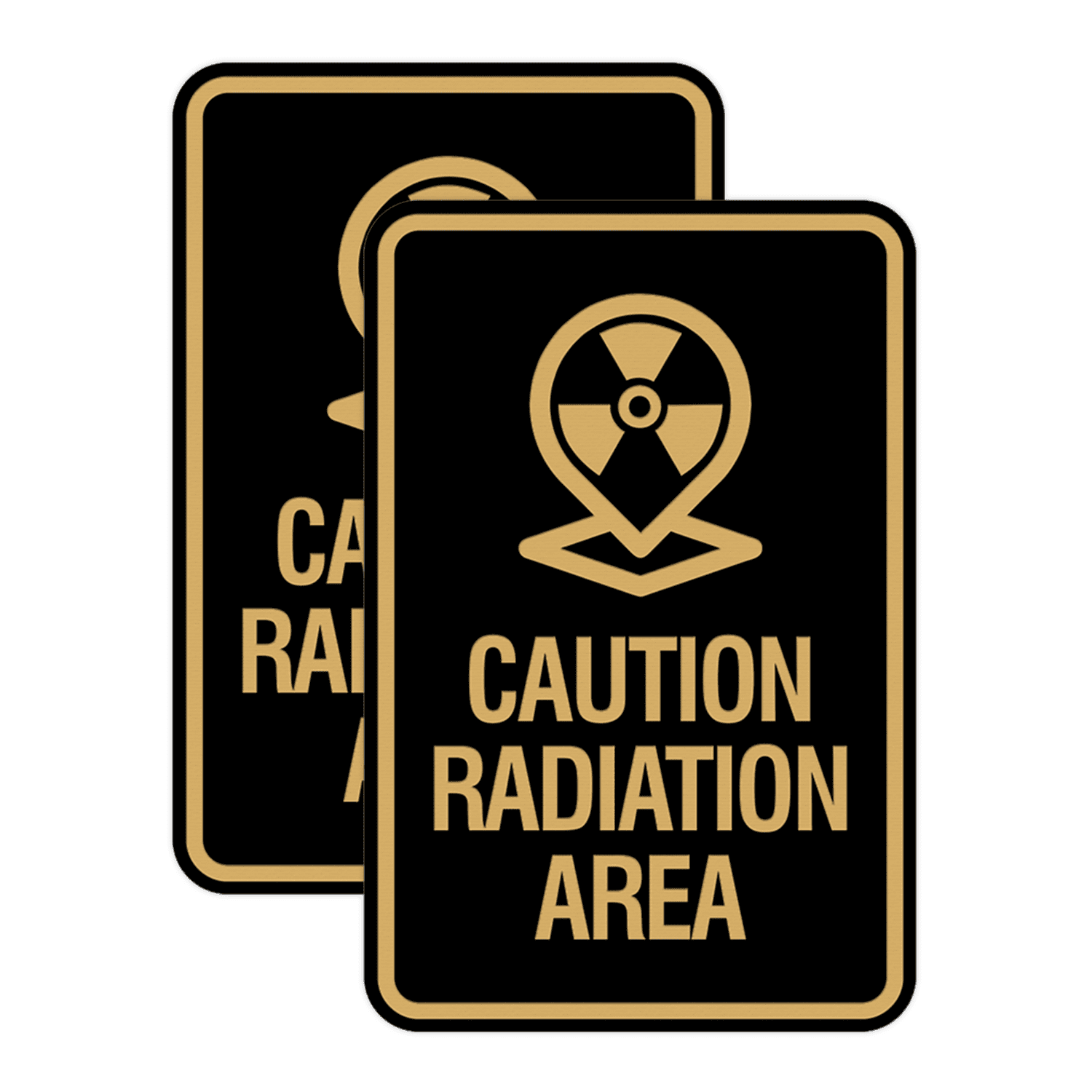 Signs ByLITA Portrait Round Caution Radiation Area Sign (Black/Gold ...