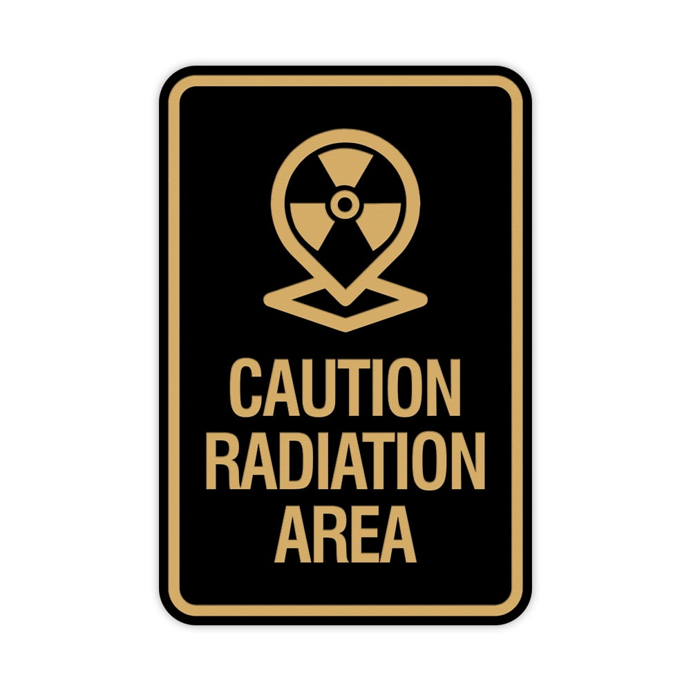 Signs ByLITA Portrait Round Caution Radiation Area Sign (Black/Gold ...