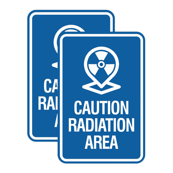 Signs ByLITA Portrait Round Caution Radiation Area Sign (Blue) - Small ...