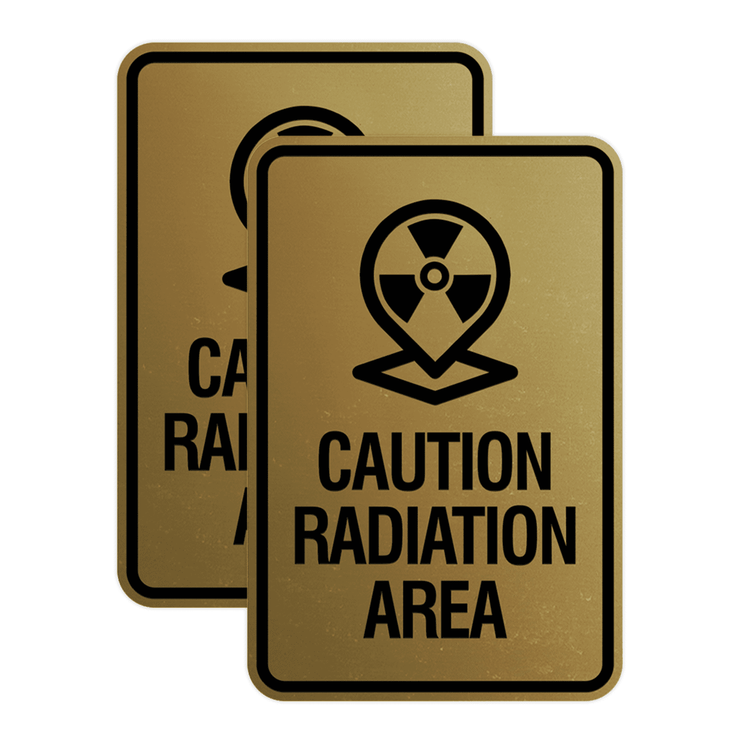 Signs ByLITA Portrait Round Caution Radiation Area Sign (Brushed Gold ...