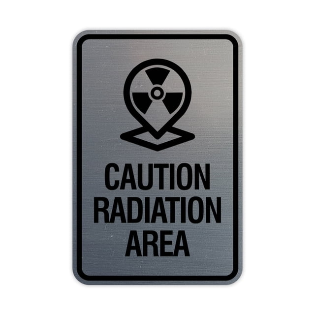 Signs ByLITA Portrait Round Caution Radiation Area Sign (Brushed Silver ...