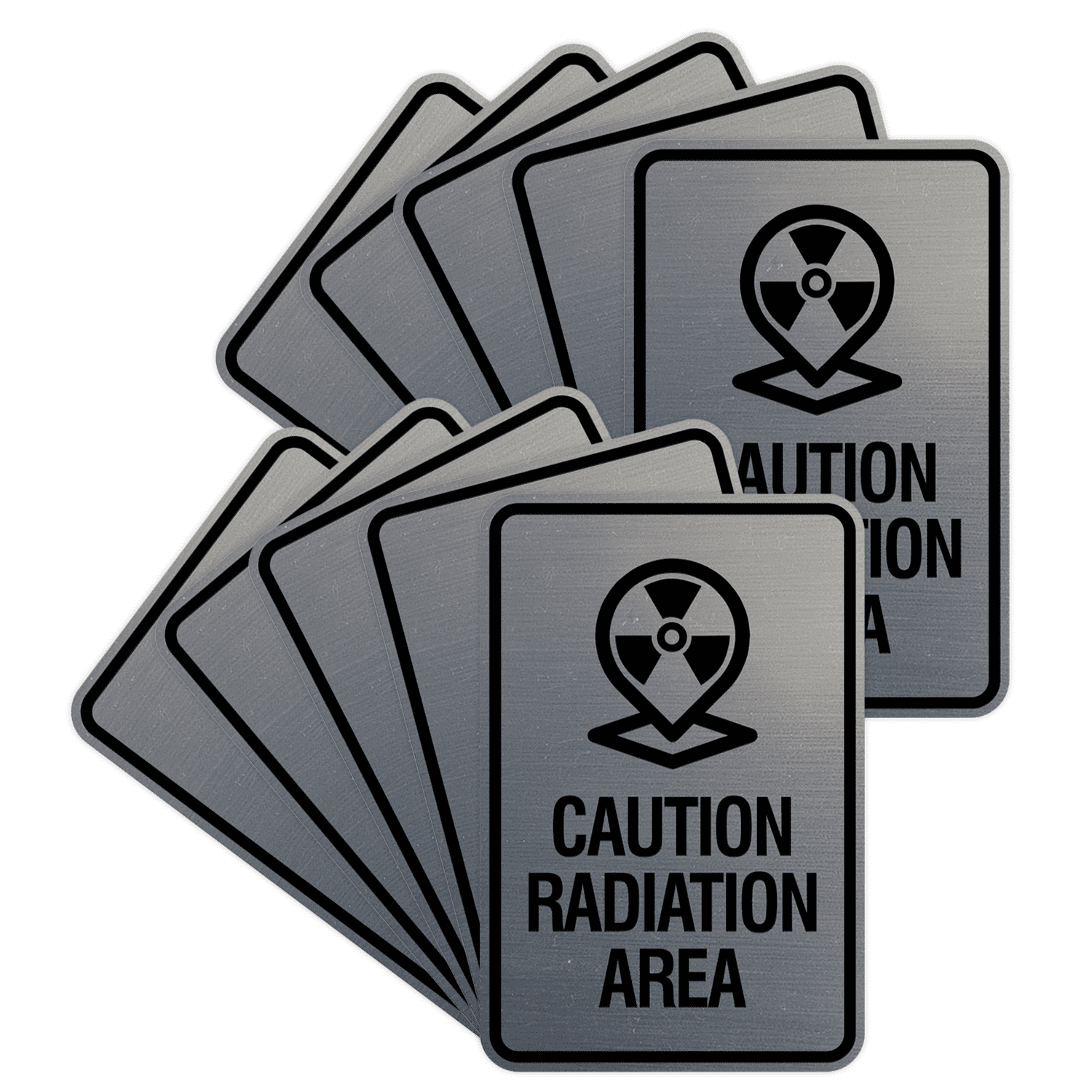 Signs ByLITA Portrait Round Caution Radiation Area Sign (Brushed Silver ...