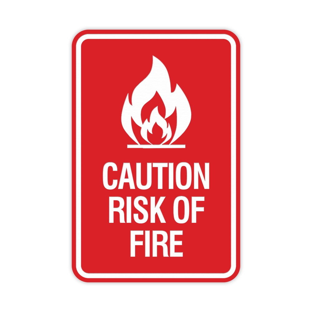 Signs ByLITA Portrait Round Caution Risk Of Fire Sign (Red) - Small ...
