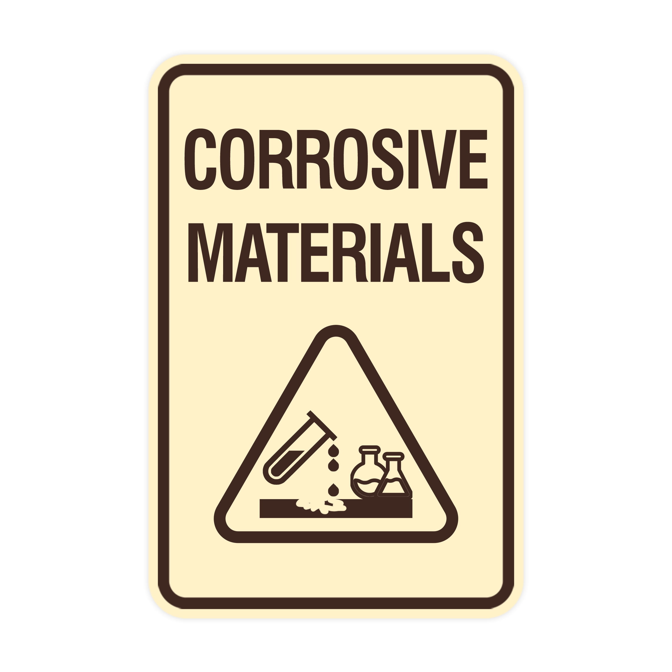 Signs ByLITA Portrait Round Corrosive Materials Sign (Ivory/Dark Brown ...