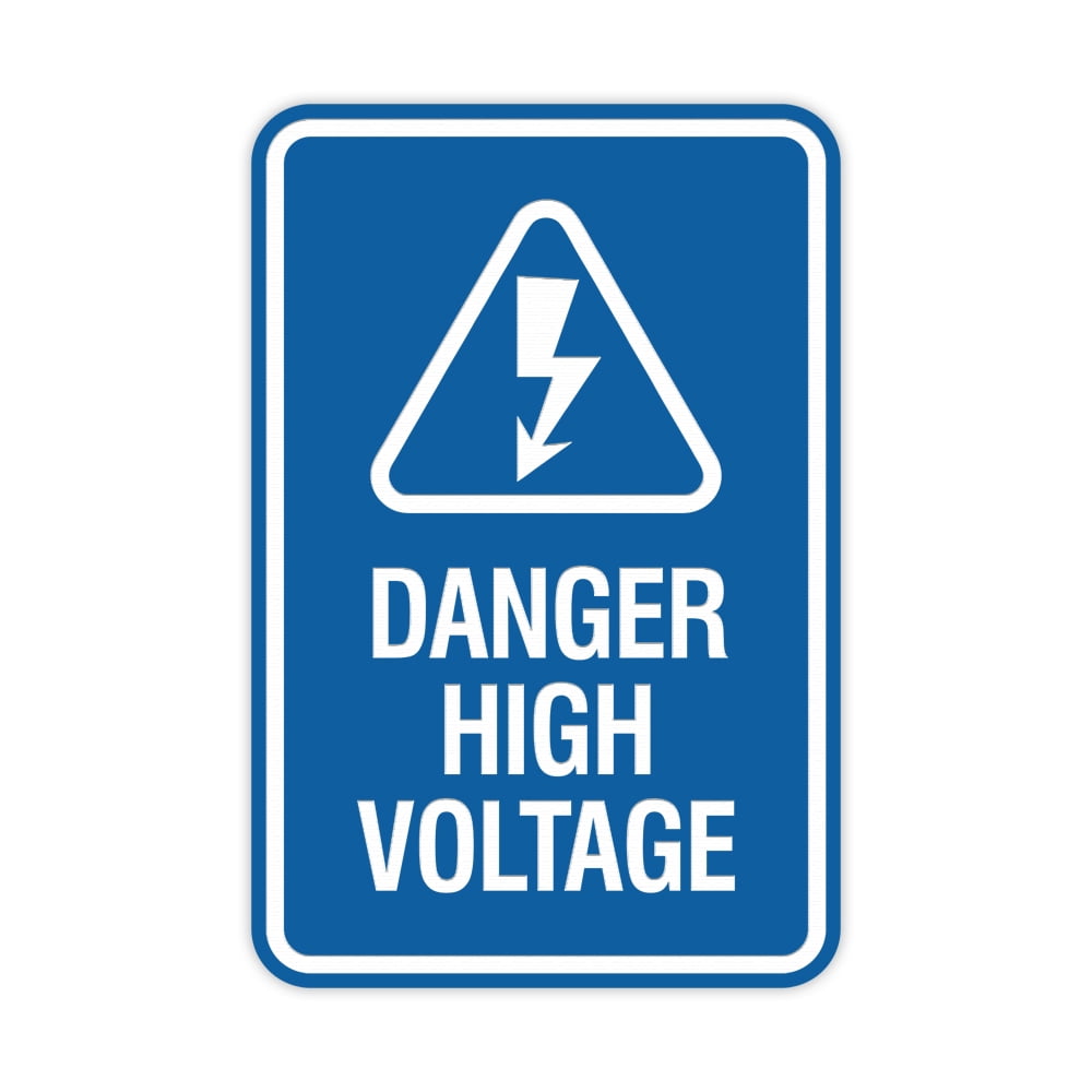 Signs ByLITA Portrait Round Danger high voltage Sign (Blue) - Small ...