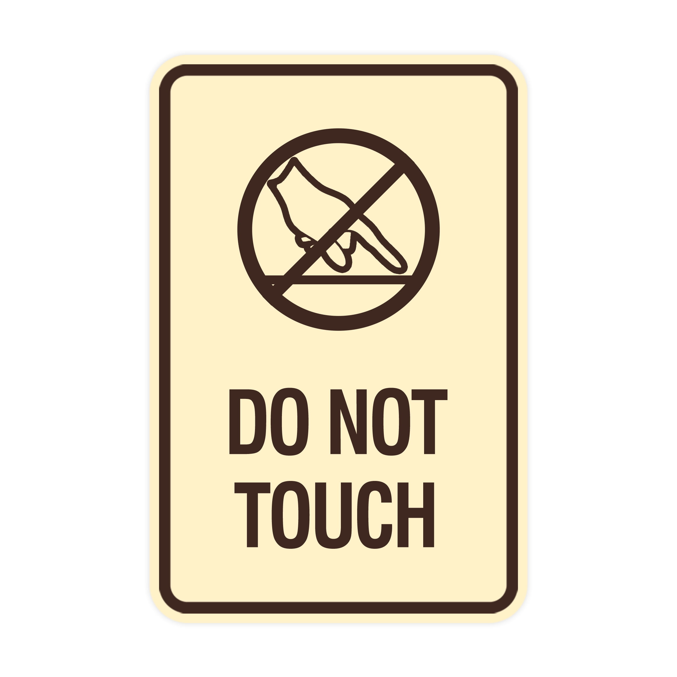 Signs ByLITA Portrait Round Do Not Touch Sign (Ivory/Dark Brown ...