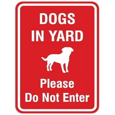 Victorian Dog In Yard Keep Gate Closed Sign (Red) - Small 3" X 6 ...