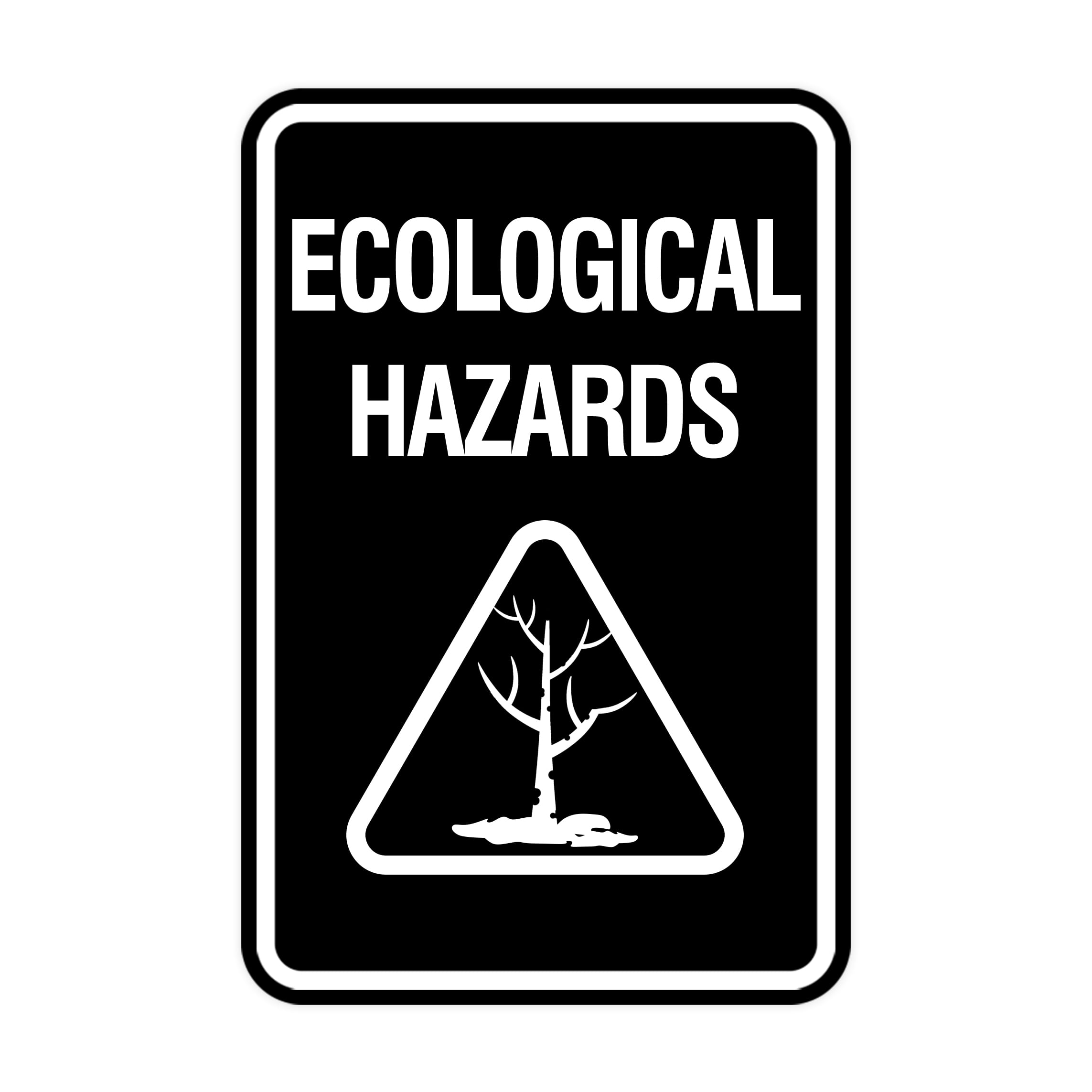 Signs ByLITA Portrait Round Ecological hazards Sign (Black) - Small ...