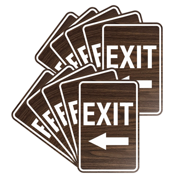 Signs ByLITA Portrait Round Exit Left Arrow Sign with Adhesive Tape ...