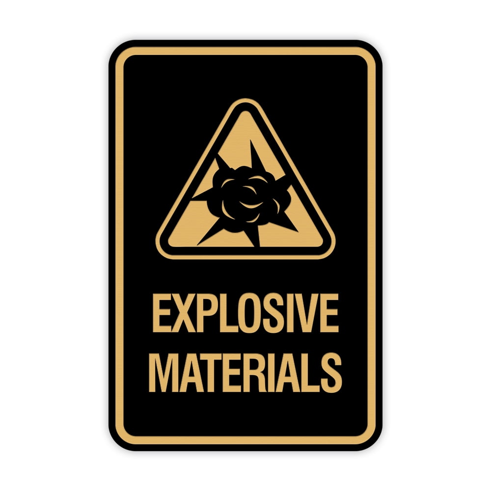 Signs ByLITA Portrait Round Explosive Materials Sign (Black Gold ...