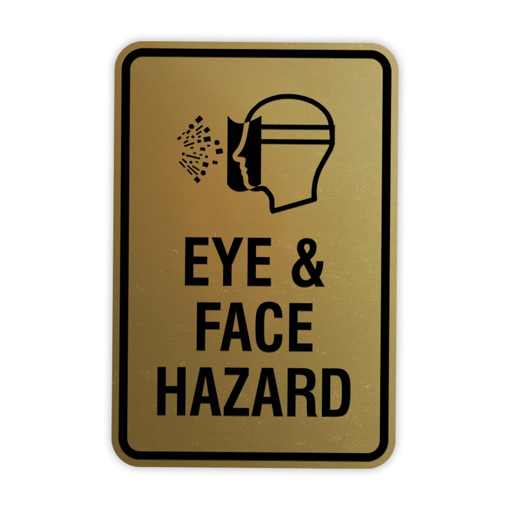 Signs ByLITA Portrait Round Eye & Face Hazard Sign (Brushed Gold ...