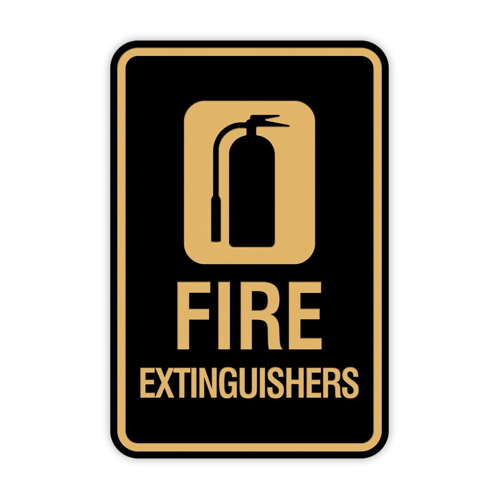 Signs ByLITA Portrait Round Fire Extinguishers Sign (Black /Gold ...