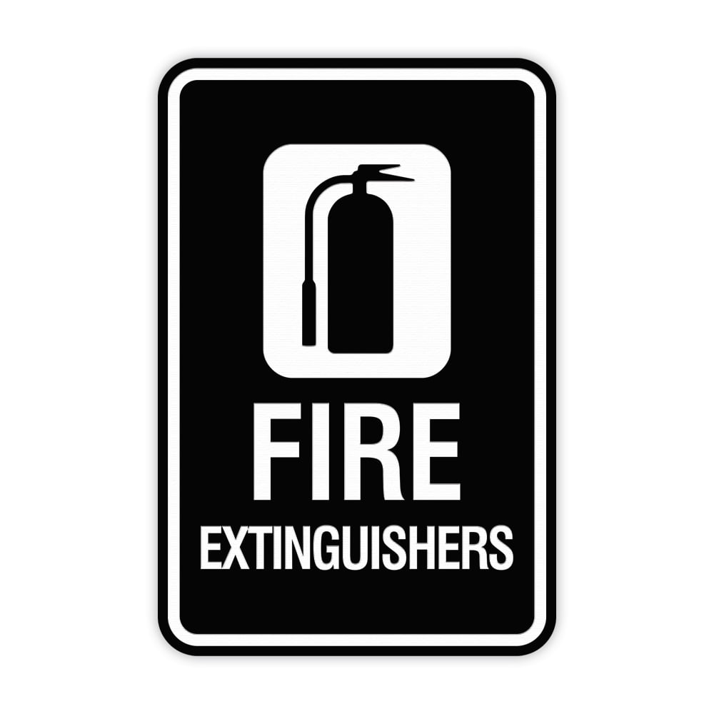 Signs ByLITA Portrait Round Fire Extinguishers Sign (Black) - Large ...