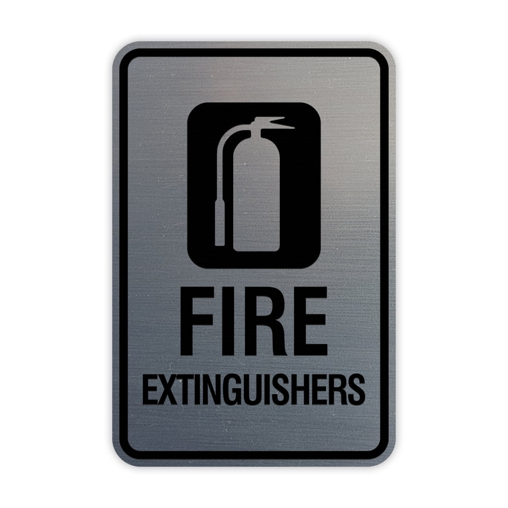 Signs ByLITA Portrait Round Fire Extinguishers Sign (Brushed Silver ...