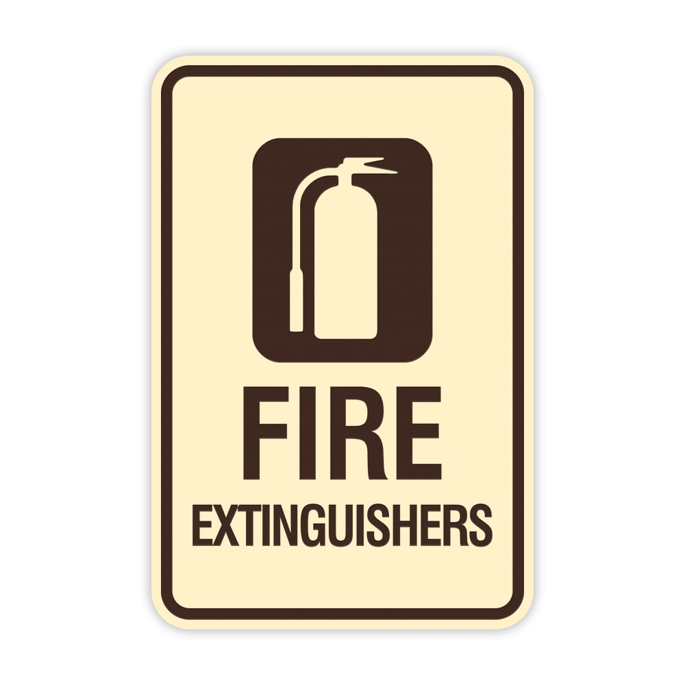 Signs ByLITA Portrait Round Fire Extinguishers Sign (Ivory/Dark Brown ...