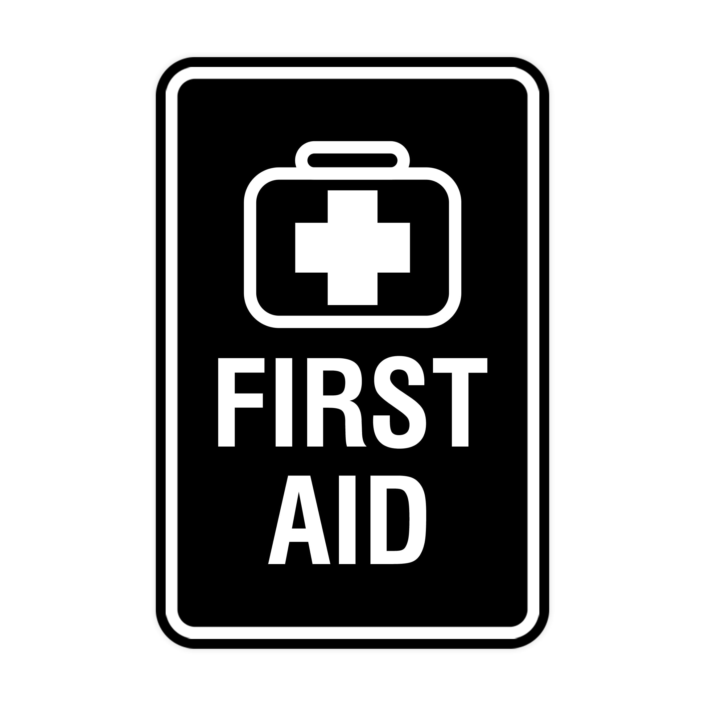 Signs ByLITA Portrait Round First aid Sign (Black) - Small - Walmart.com