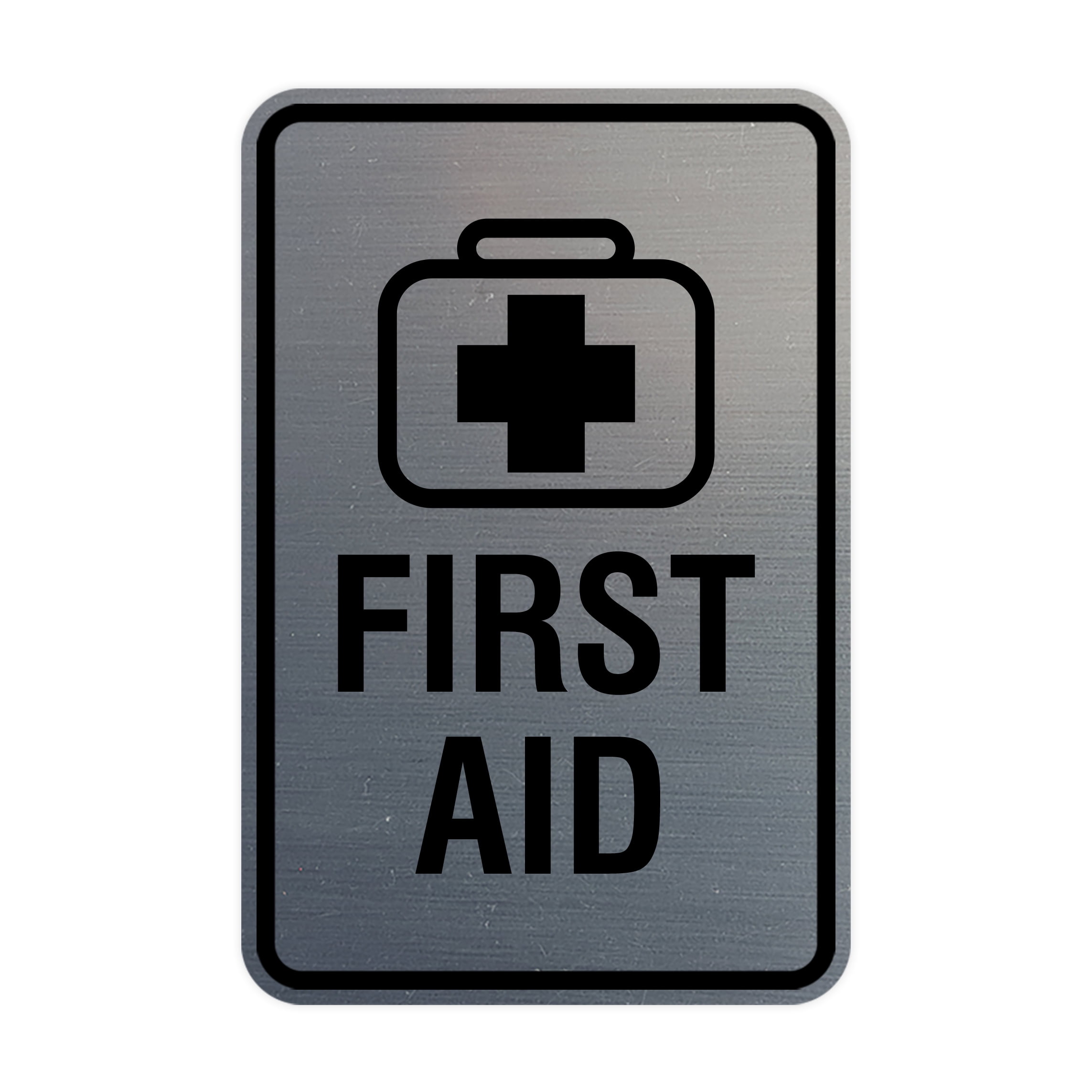 Signs ByLITA Portrait Round First aid Sign (Brushed Silver) - Small ...