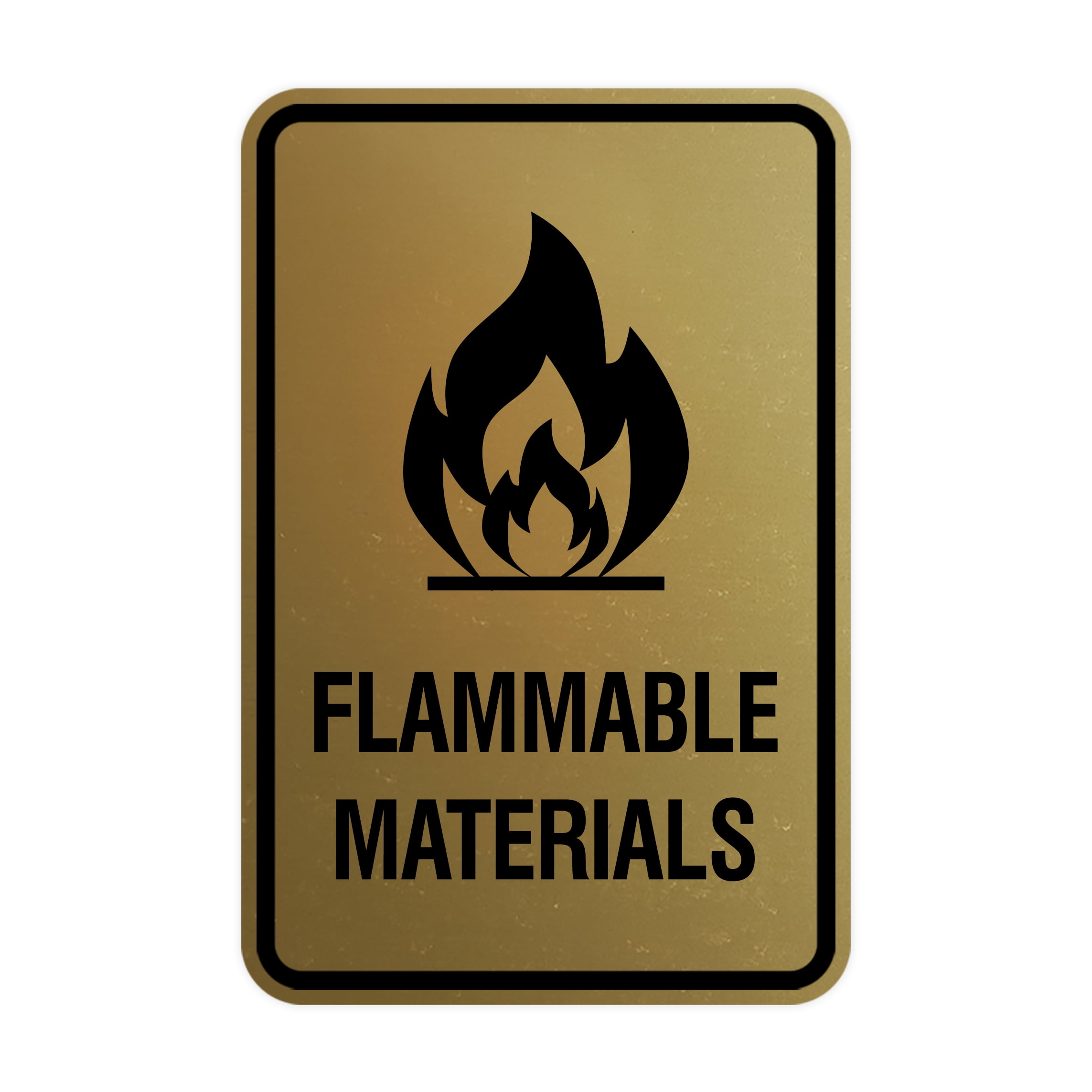 Signs ByLITA Portrait Round Flammable Materials Sign (Brushed Gold ...