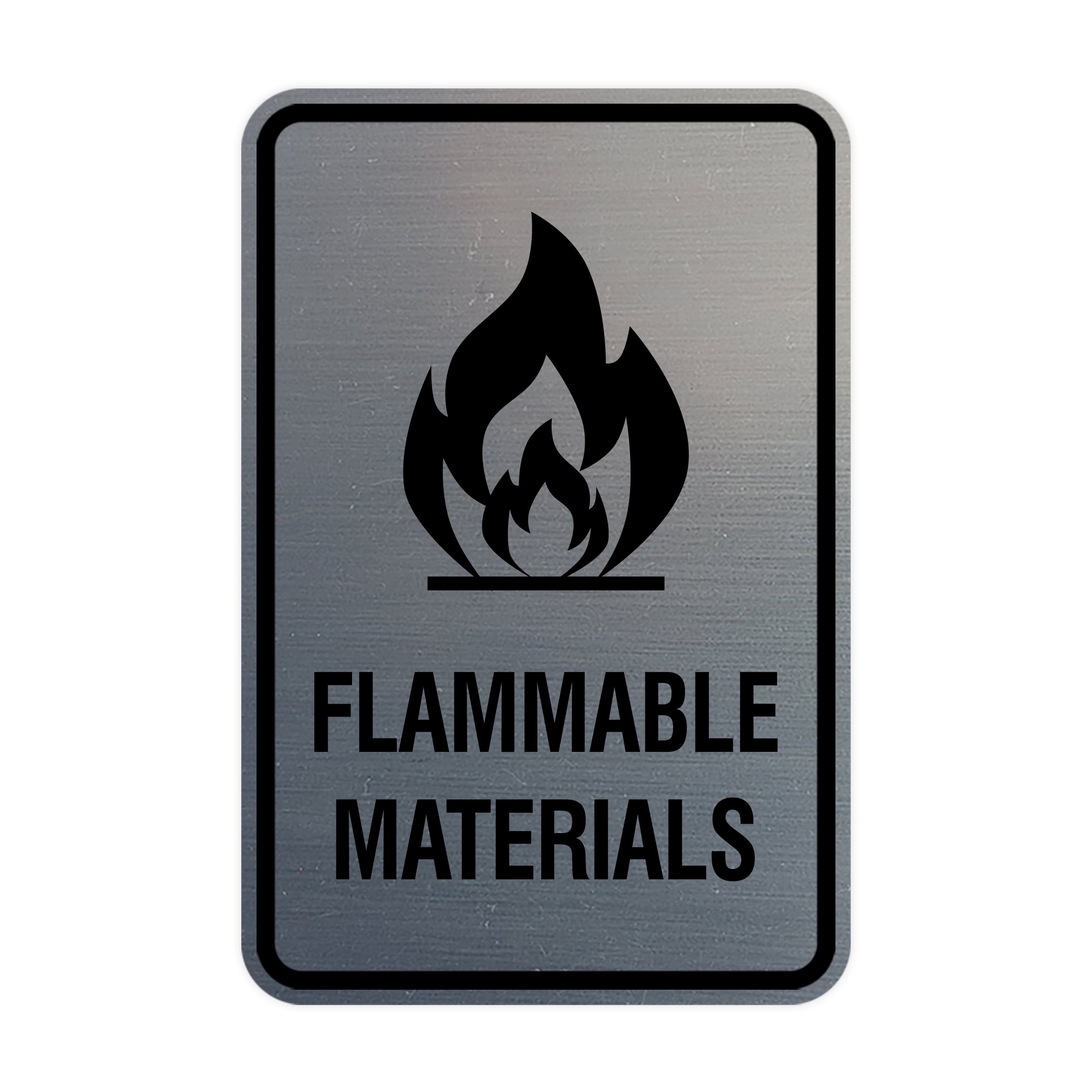 Signs ByLITA Portrait Round Flammable Materials Sign (Brushed Silver ...