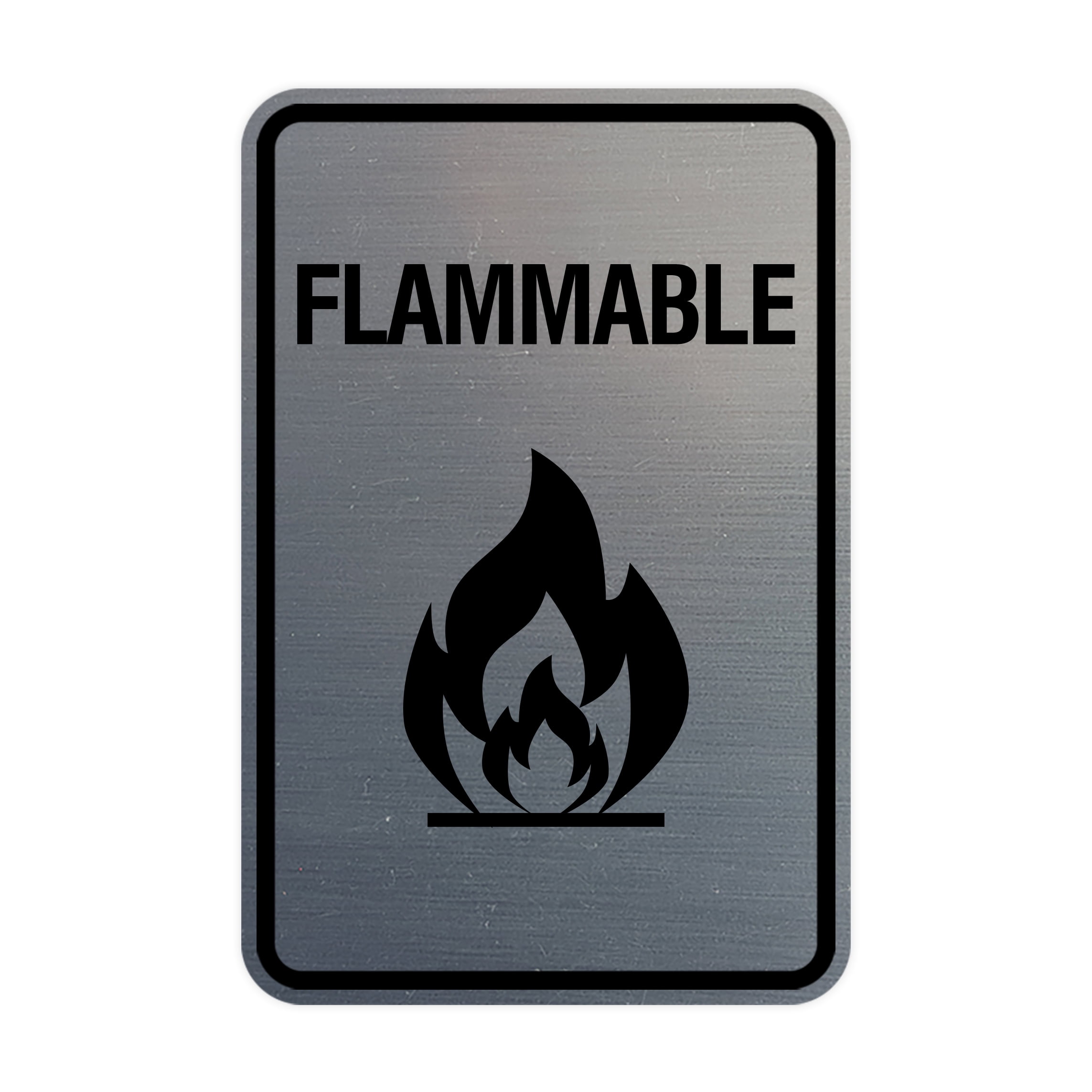 Signs ByLITA Portrait Round Flammable Sign (Brushed Silver) - Small ...