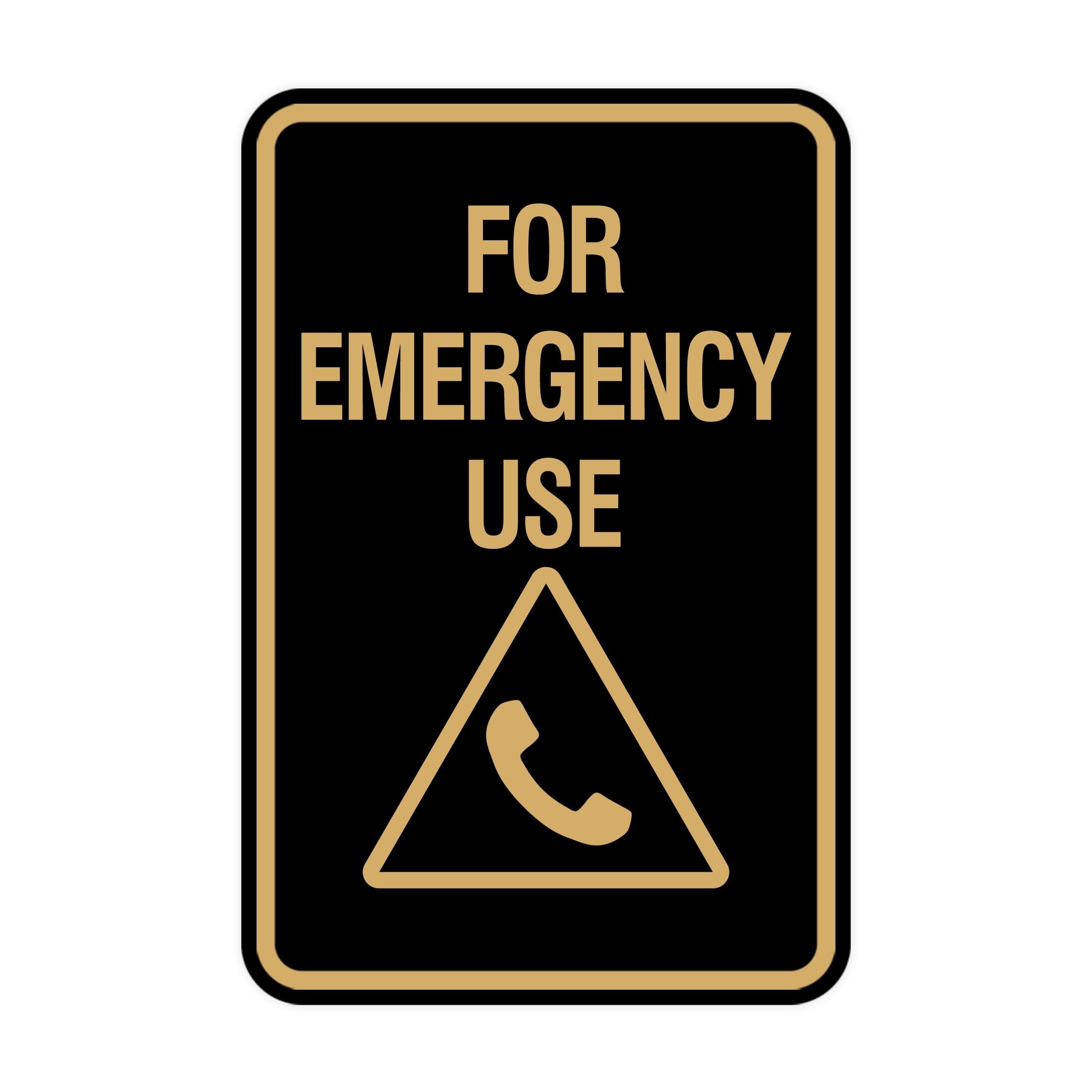 Signs ByLITA Portrait Round For Emergency Use Sign (Black Gold ...