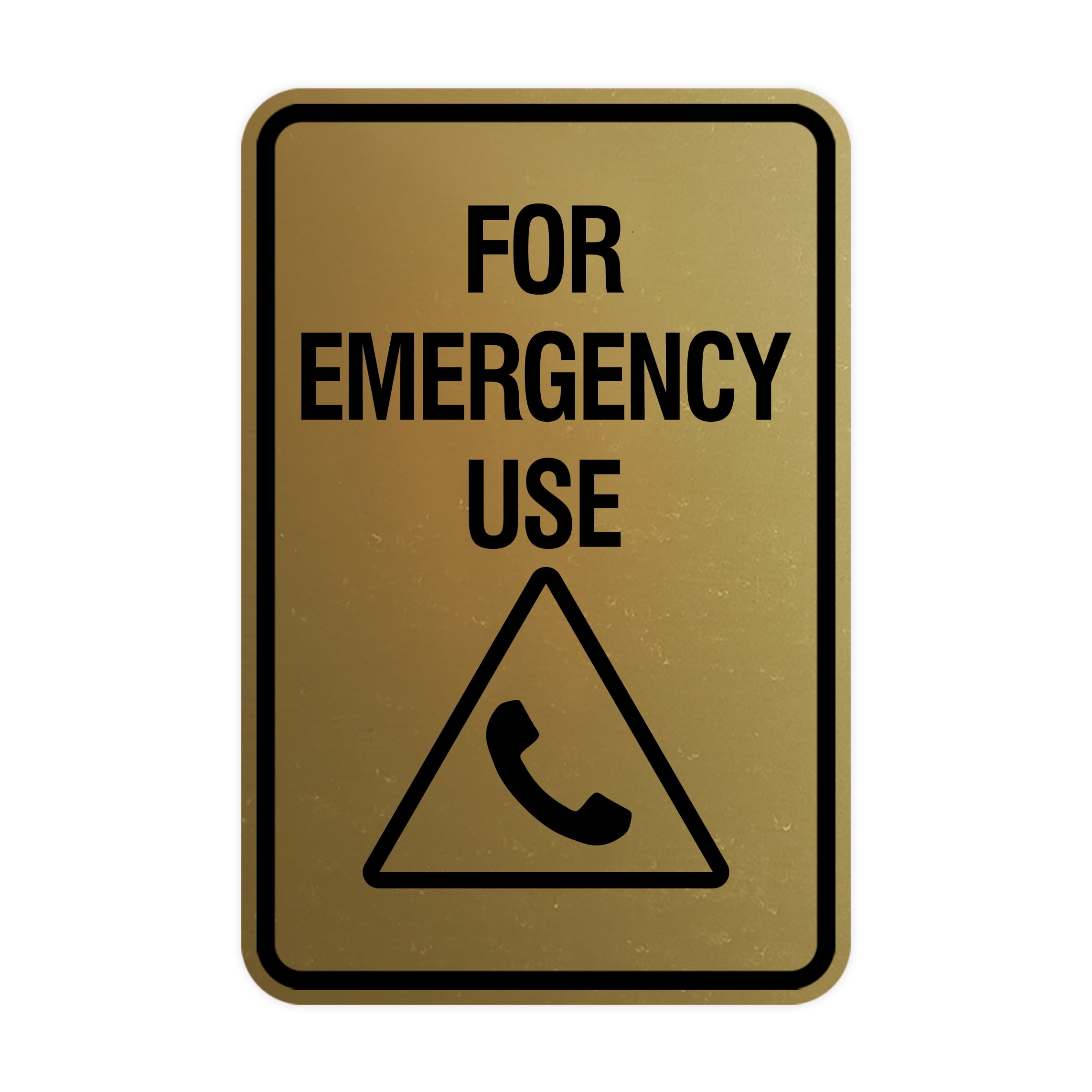 Signs ByLITA Portrait Round For Emergency Use Sign (Brushed Gold ...