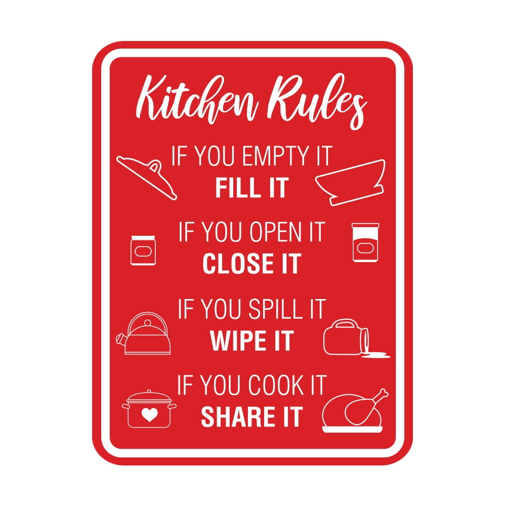 Signs ByLITA Portrait Round Kitchen Rules If You Empty It Fill It If ...