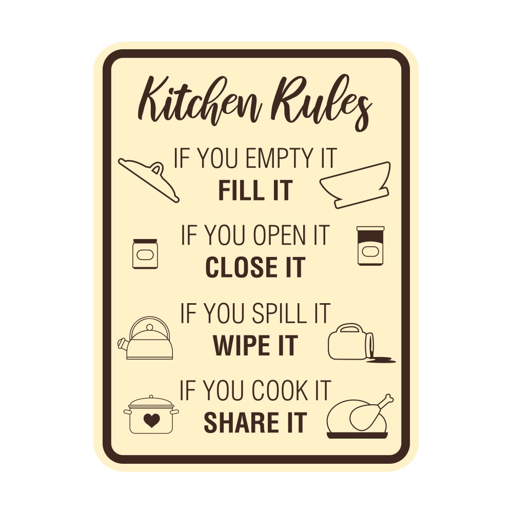 Signs ByLITA Portrait Round Kitchen Rules If You Empty It Fill It If ...