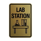 Signs ByLITA Portrait Round Lab Station Sign (Brushed Gold) - Medium ...