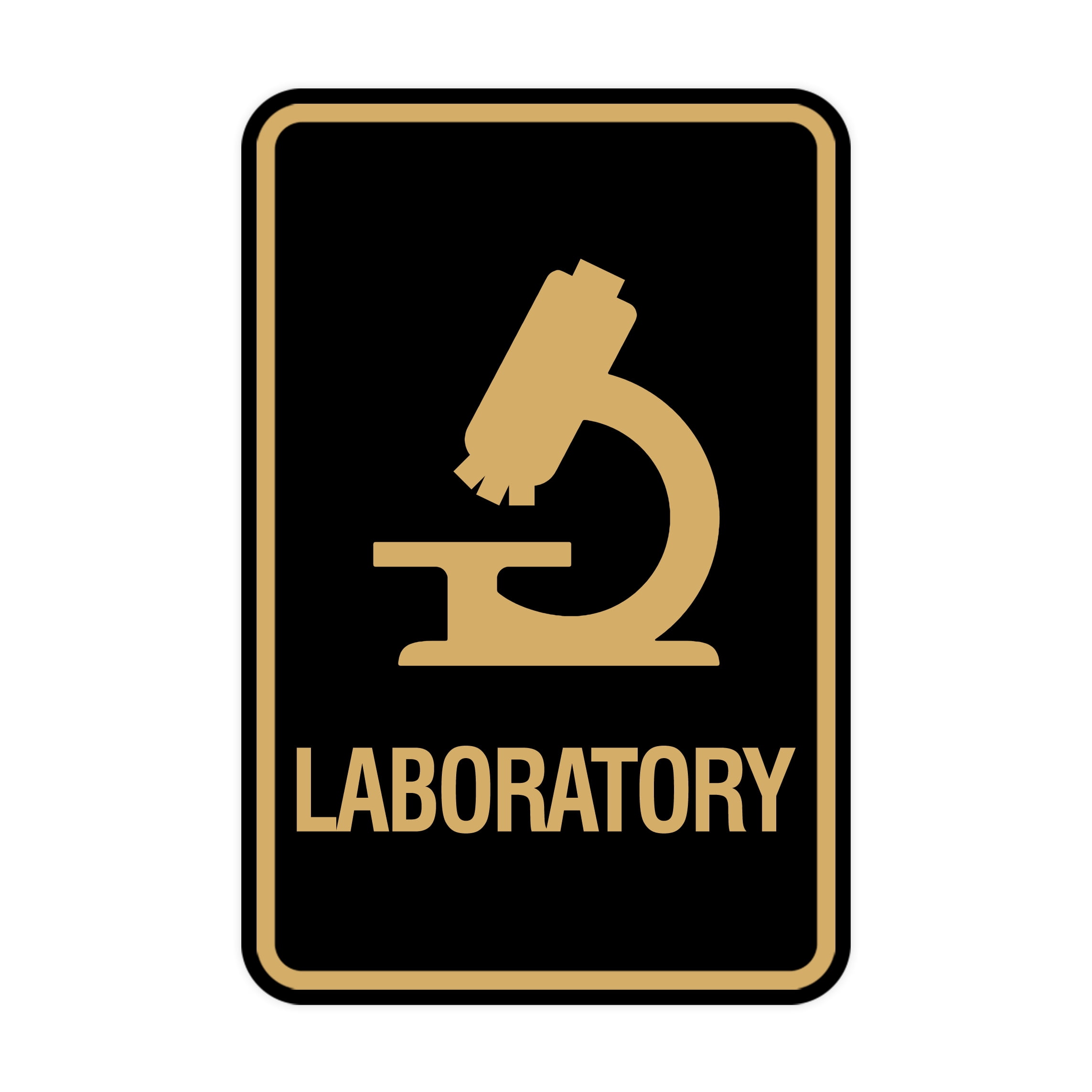 Signs ByLITA Portrait Round Laboratory Sign (Black Gold) - Large ...