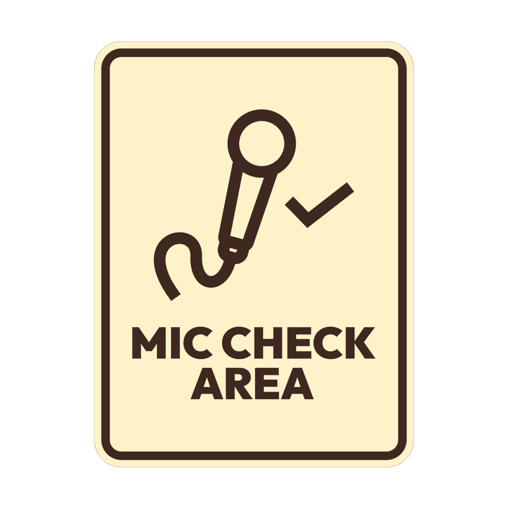 Signs ByLITA Portrait Round Mic Check Area Door or Wall Sign Easy ...