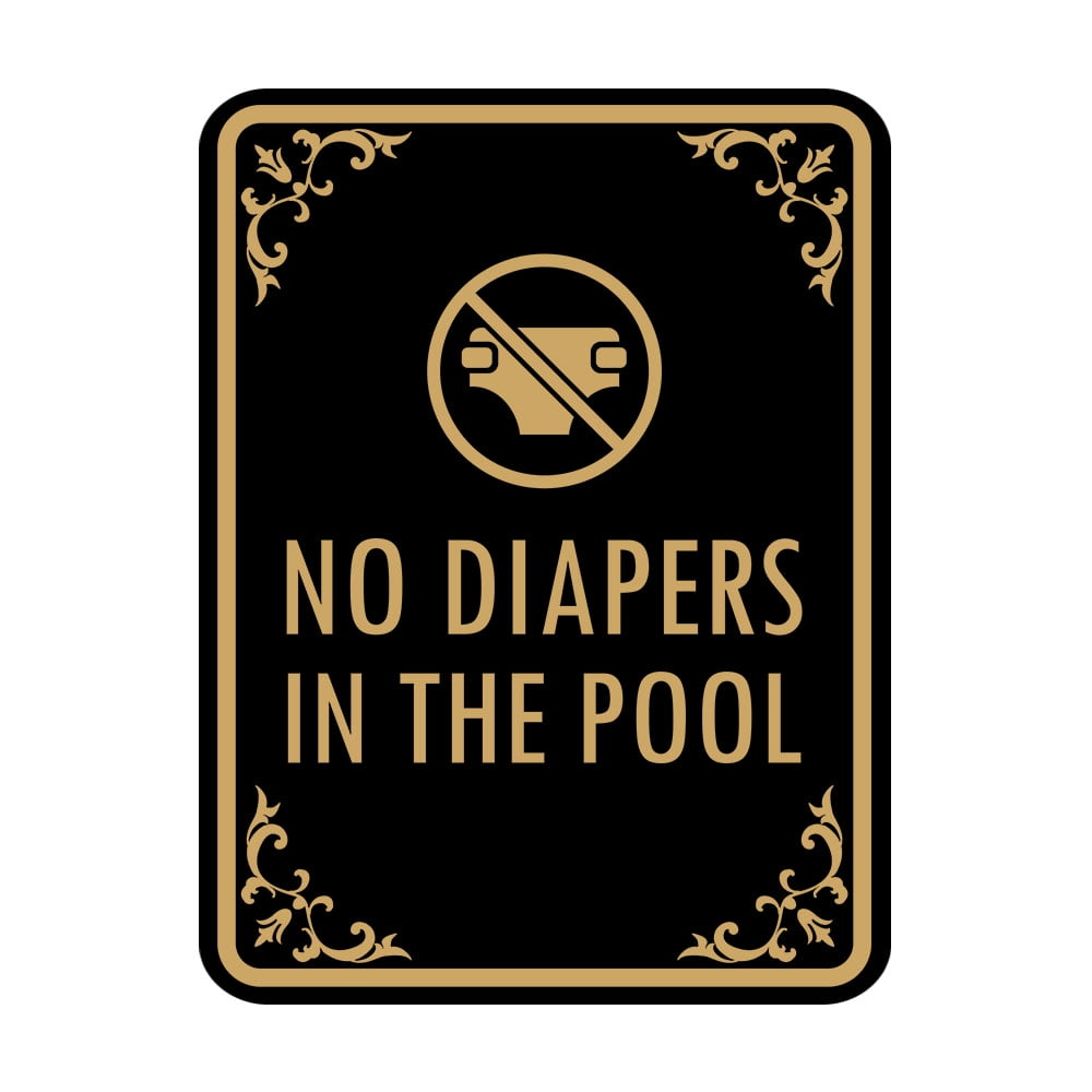 Signs ByLITA Portrait Round No Diapers In The Pool Door or Wall Sign ...