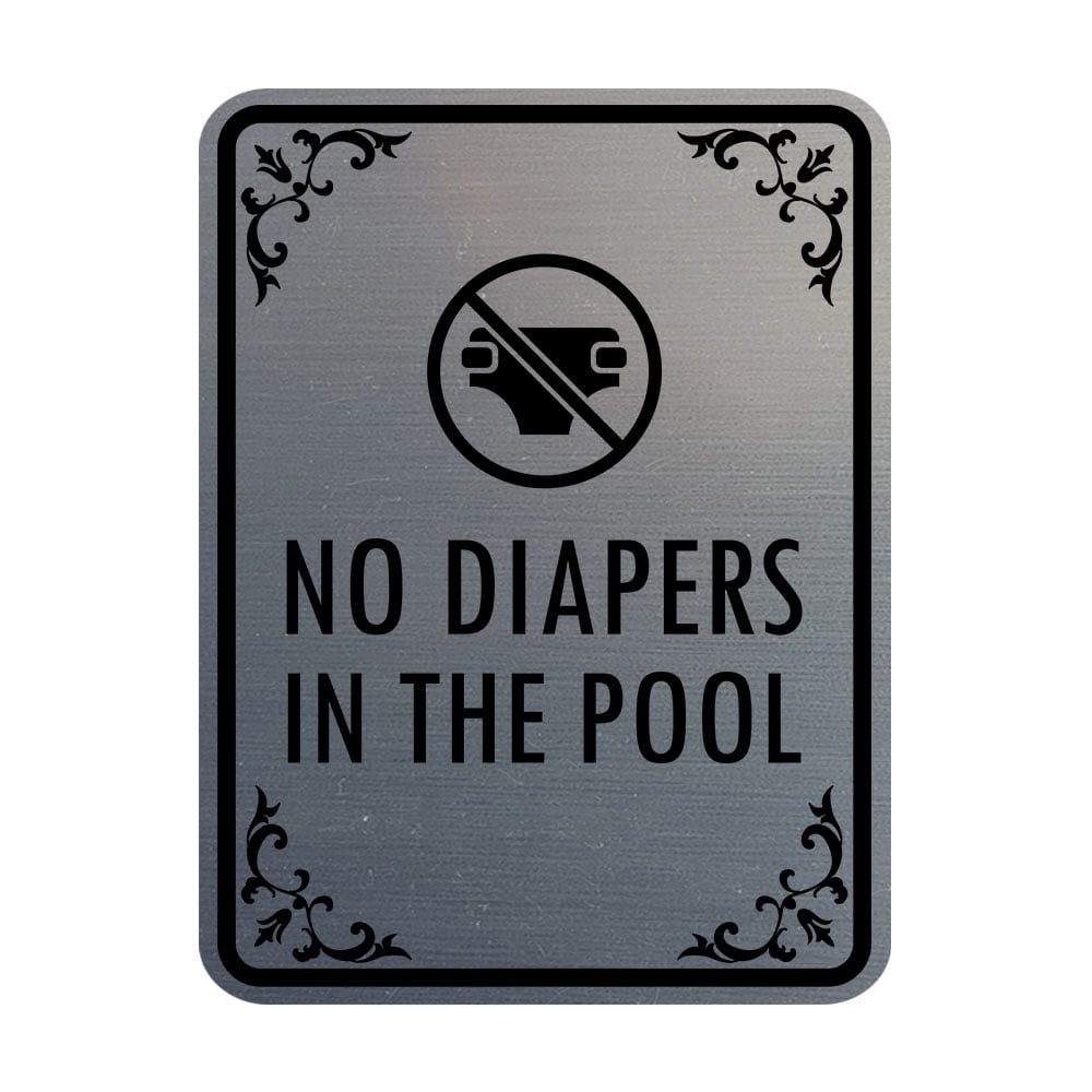 Signs ByLITA Portrait Round No Diapers In The Pool Door or Wall Sign ...