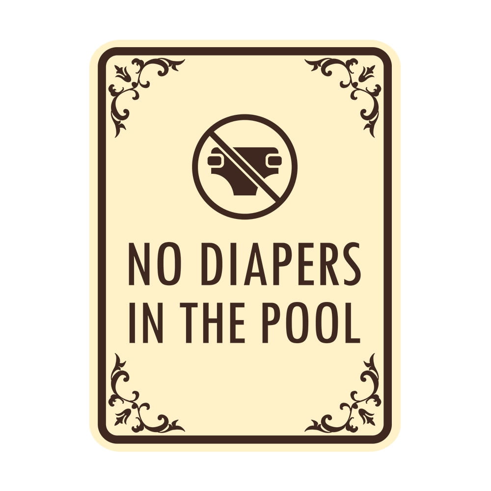 Signs ByLITA Portrait Round No Diapers In The Pool Door or Wall Sign ...