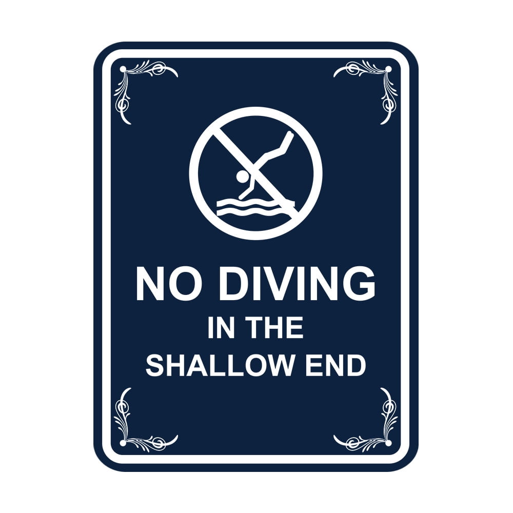 Signs ByLITA Portrait Round No Diving in The Shallow End Door or Wall ...