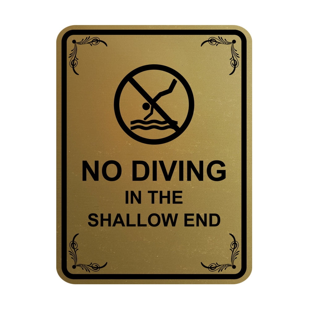 Signs ByLITA Portrait Round No Diving in The Shallow End Door or Wall ...