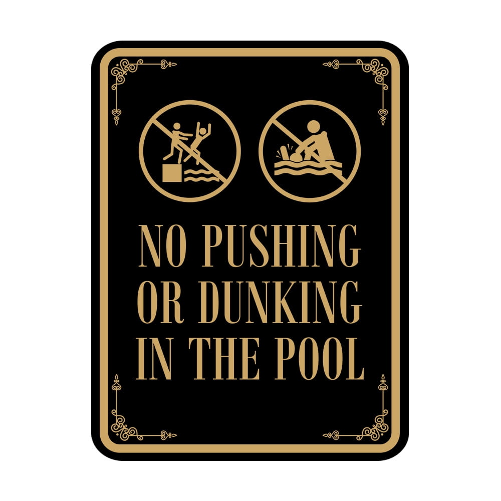 Signs ByLITA Portrait Round No Pushing or Dunking in the Pool Door or ...
